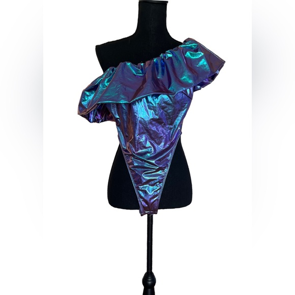 Dolls Kill | Tops | Club Exx Dolls Kill Metallic Purple Blue Ruffle ...